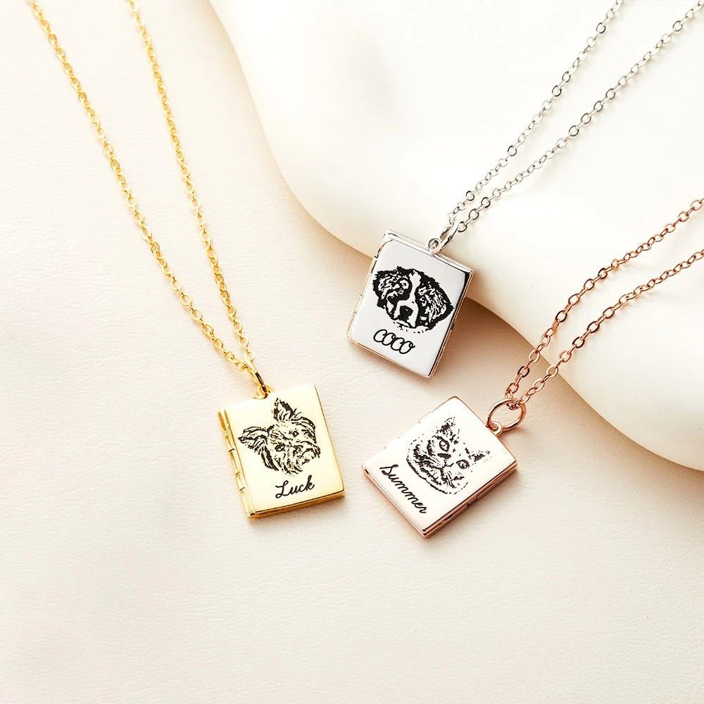 Engraved Pet Photo Book Locket – United Bracelets